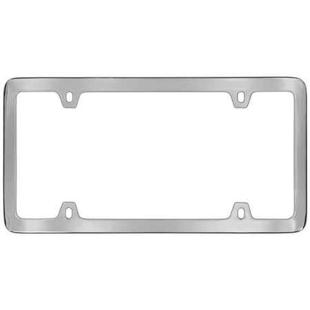 Thin Rim Only Solid Brass 4 hole License Plate Frame (Chrome) - Walmart.com