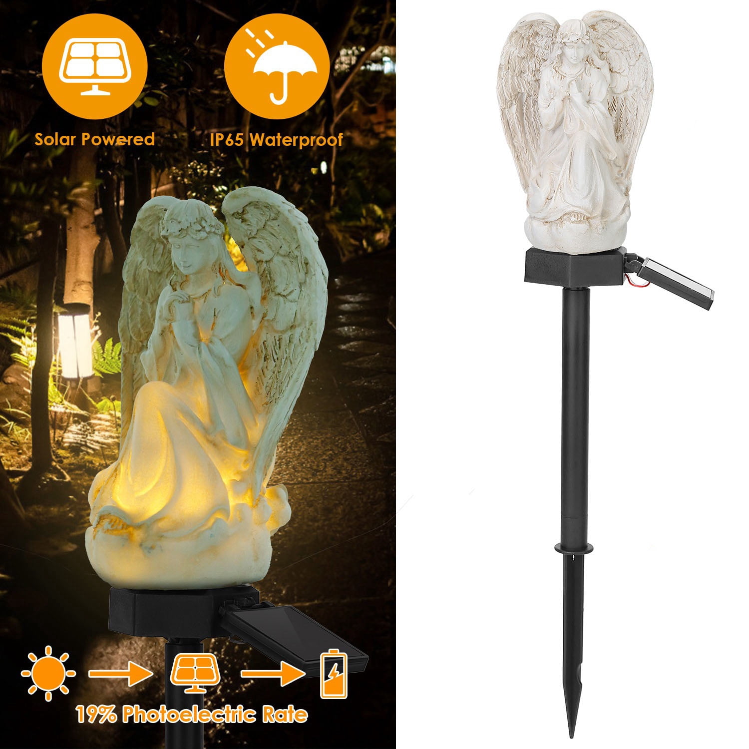 iMountek LED Solar Praying Angel Statue Decoration Angel Garden Light ...