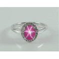 FINE SILVER JEWELLERS 925 Sterling Silver Elegant Pink Star Ruby Ring ...