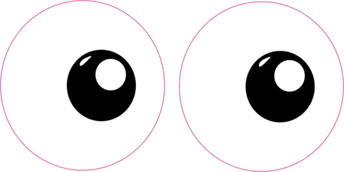 4 x 2 Black Right Facing Goofy Eyes Funny Sticker Vinyl Sticker Cup ...