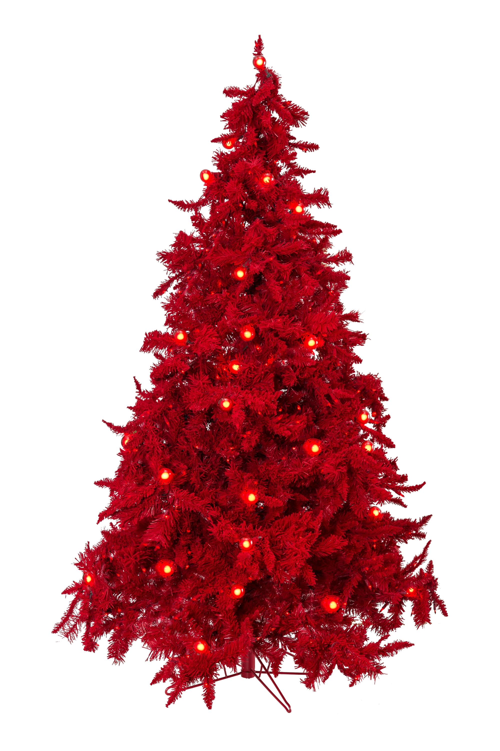 Perfect Holiday 6.5' Prelit Ruby Red Christmas Tree with 450 LED & 35 ...