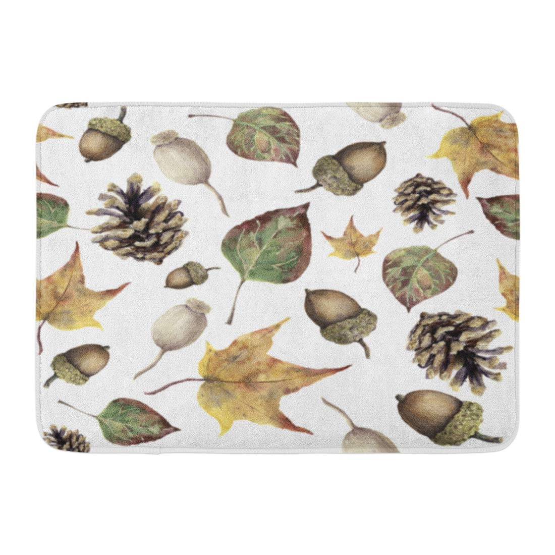 SIDONKU Watercolor Autumn Forest Hand Pine Cone Acorn Berry and Yellow ...