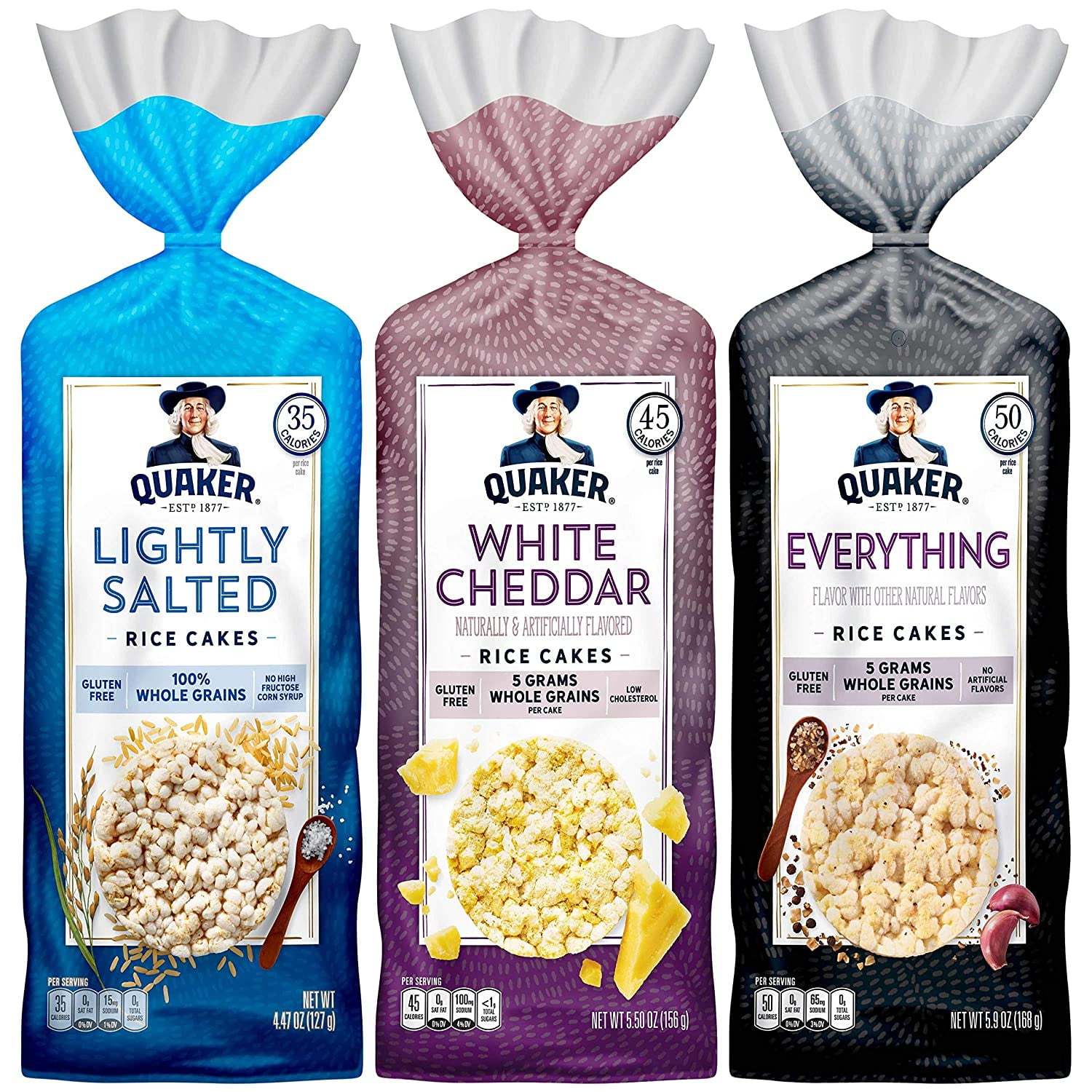 Quaker Large Rice Cakes, 3 Flavor Topper Variety Pack, Pack of 6 ...