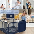 Large Foldable Baby Playpen, Portable 4-Panel Play Yard with Basketball ...