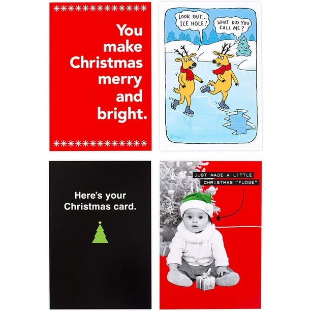 Hallmark Shoebox Funny Boxed Christmas Cards Assortment (4 Designs, 24 ...