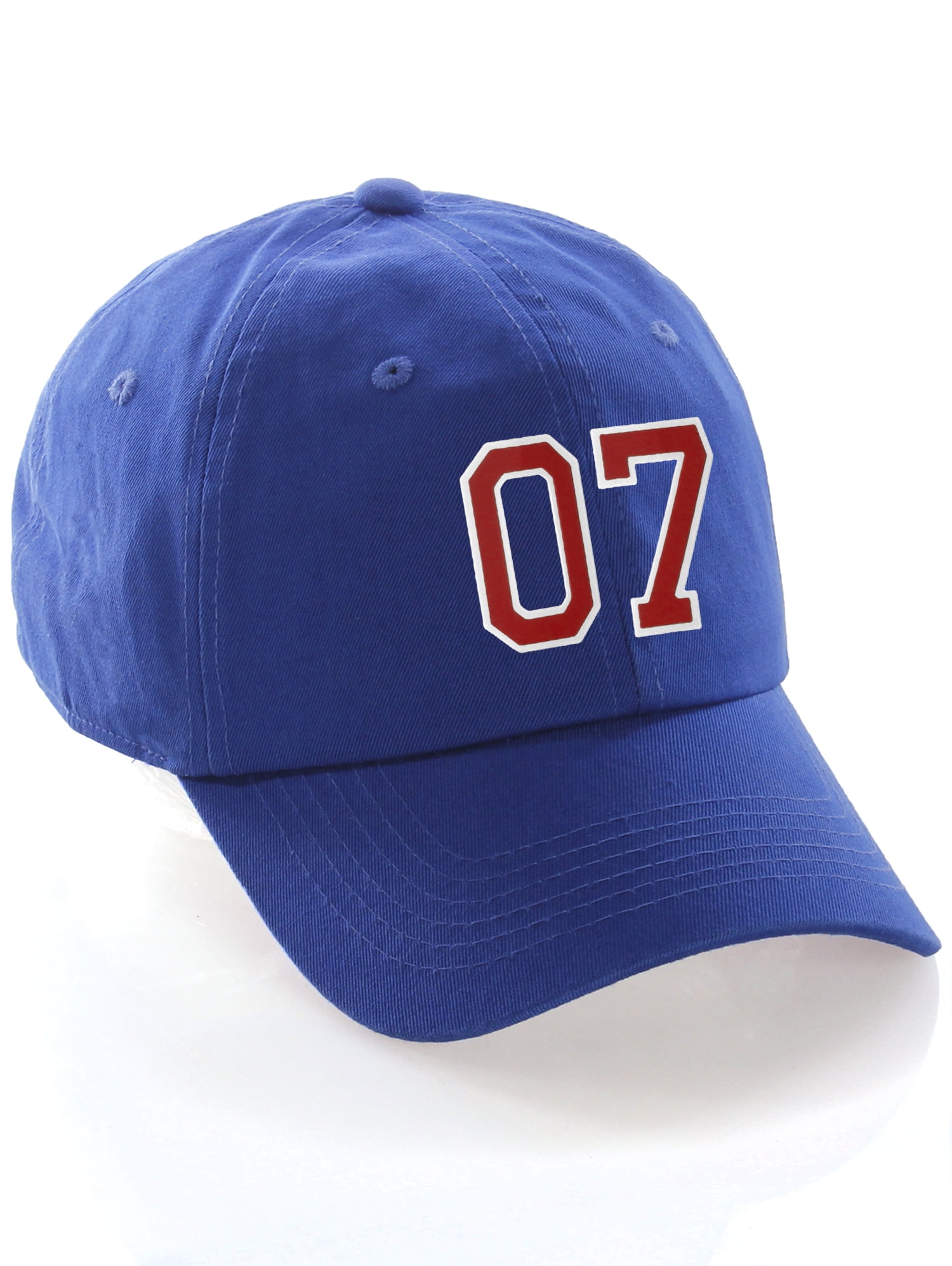 Customized Number Hat 00 to 99 Team Colors Baseball Cap, Blue Hat White ...