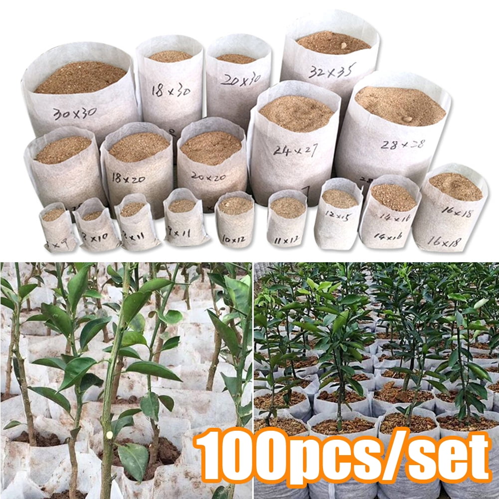 Cheers.US 100Pcs Biodegradable Nursery Bags Set, Plant Grow Bags Non ...