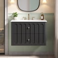 AUU 30-Inch Modern Wall-Mounted Floating Bathroom Vanity – Oval Knobs ...