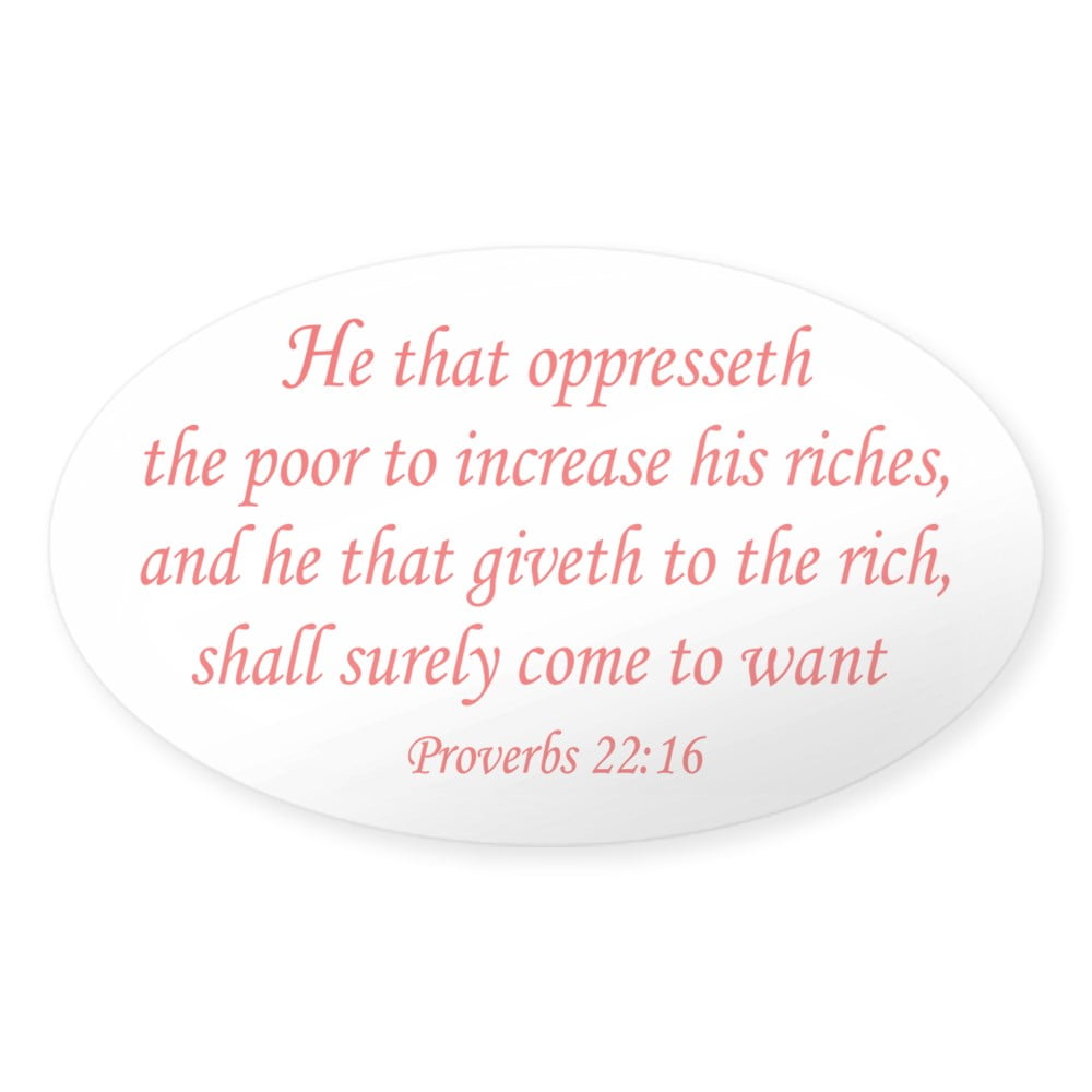 CafePress - Proverbs 22:16 Oval Sticker - Sticker (Oval) - Walmart.com