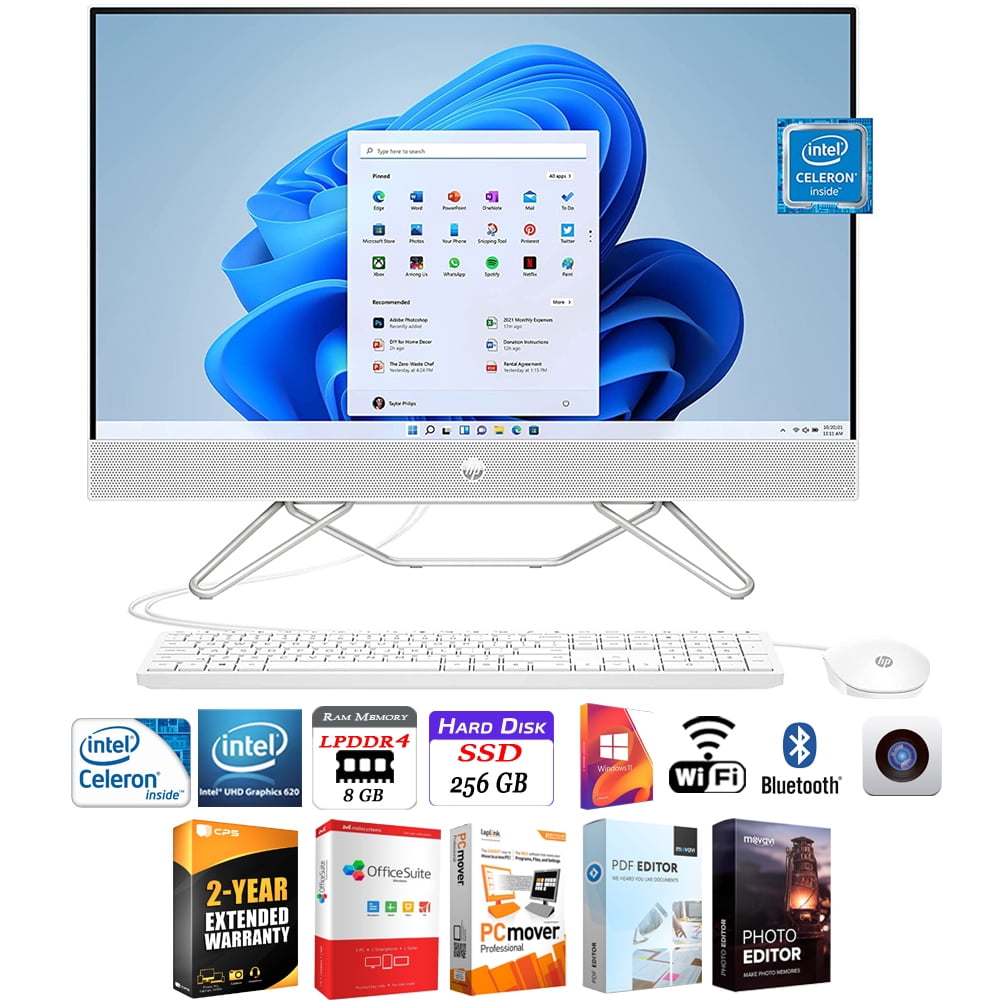 HP 24-cb0010 23.8" Intel Celeron J4025 8GB/256GB SSD All-in-One Desktop ...