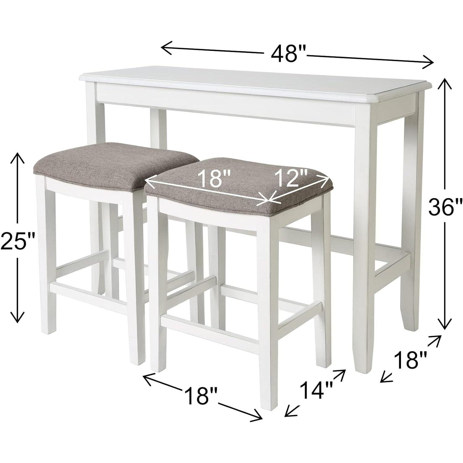 White Sofa Table With Stools | Baci Living Room