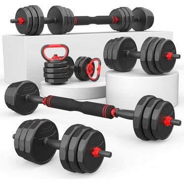 BalanceFrom 60LB 2-in-1 Portable Changeable Dumbbell, Barbell Set with ...