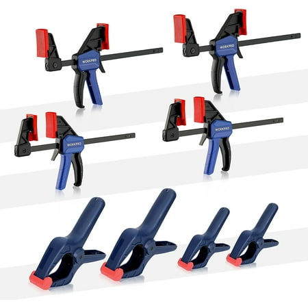 WORKPRO 8-Piece Clamp Set for Woodworking, 4-pack 4-1/2" Mini Bar ...