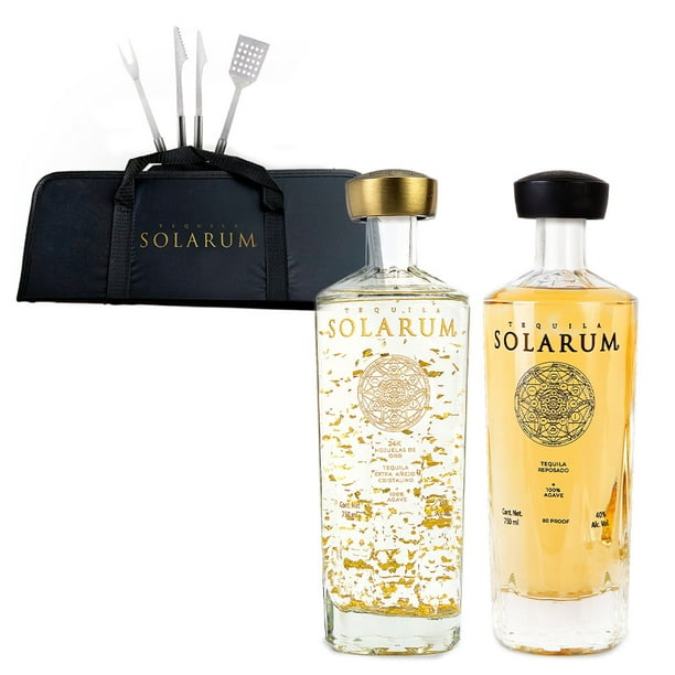 Tequila Solarum Extra Añejo 24k +Tequila Solarum Reposado + Set ...