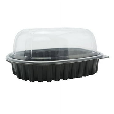 Pactiv APET Plastic Premium 1/8 Sheet Rectangle Cake Container Black ...