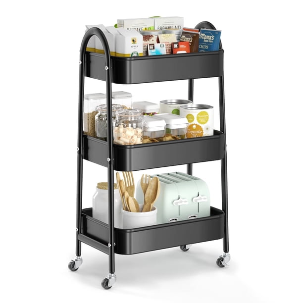 Carrito rodante EAGMAK Utilitario de 3 niveles con asa y rueda con ...