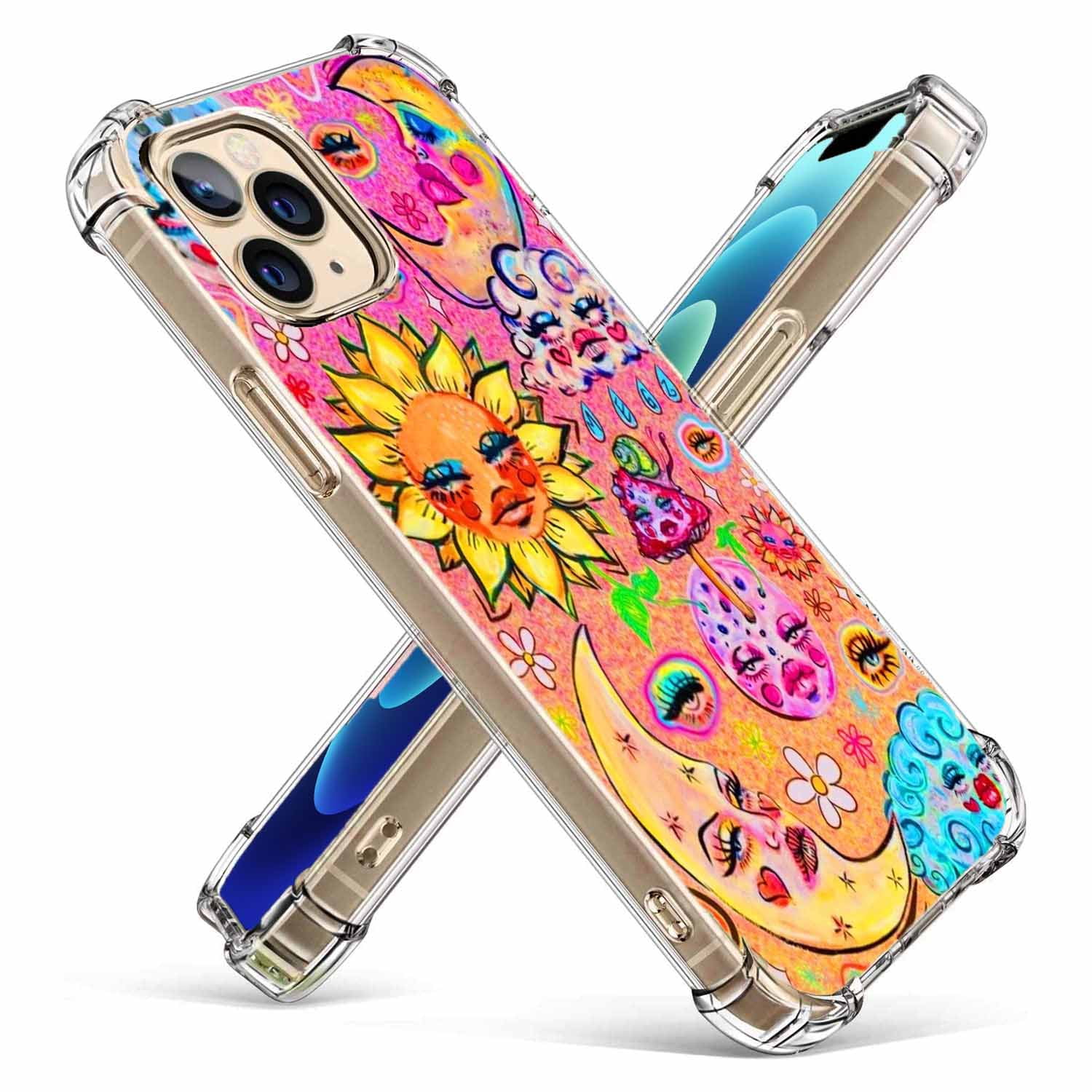 Magic Flower Face Case for iPhone 12 Pro Max,Aesthetic Art Design Pattern Soft TPU Bumper Case ...