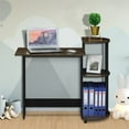Furinno Compact Computer Desk with Shelves, Columbia Walnut/Black ...