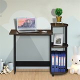 Furinno Compact Computer Desk with Shelves, Columbia Walnut/Black ...
