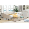 Homiyad Full Size Upholstered Tufted Daybed with Two Drawers, Beige ...