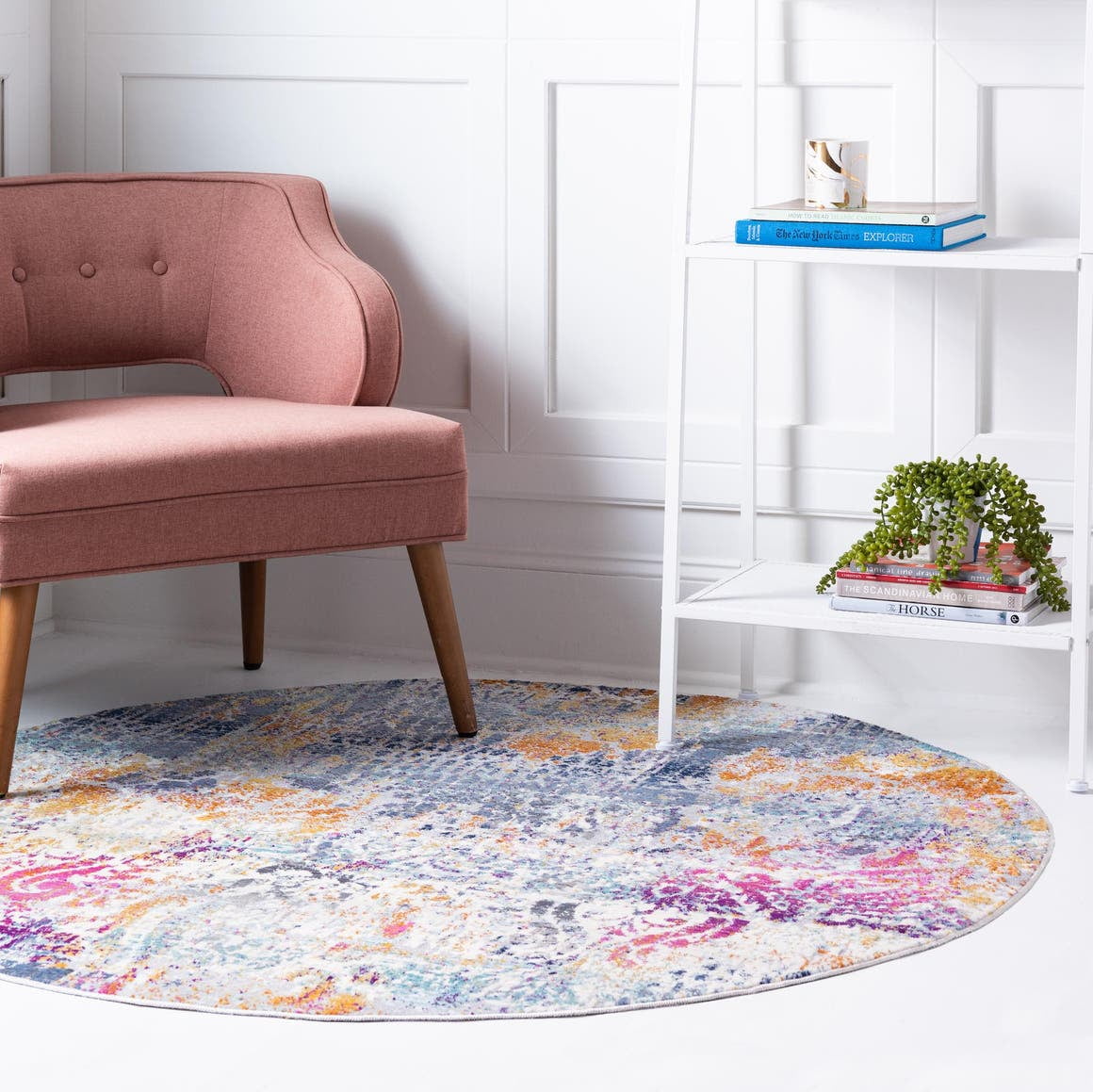 Rugs.Com Malibu Collection Round Rug ‚Äì 5 Ft Round Multi Low-Pile Rug ...