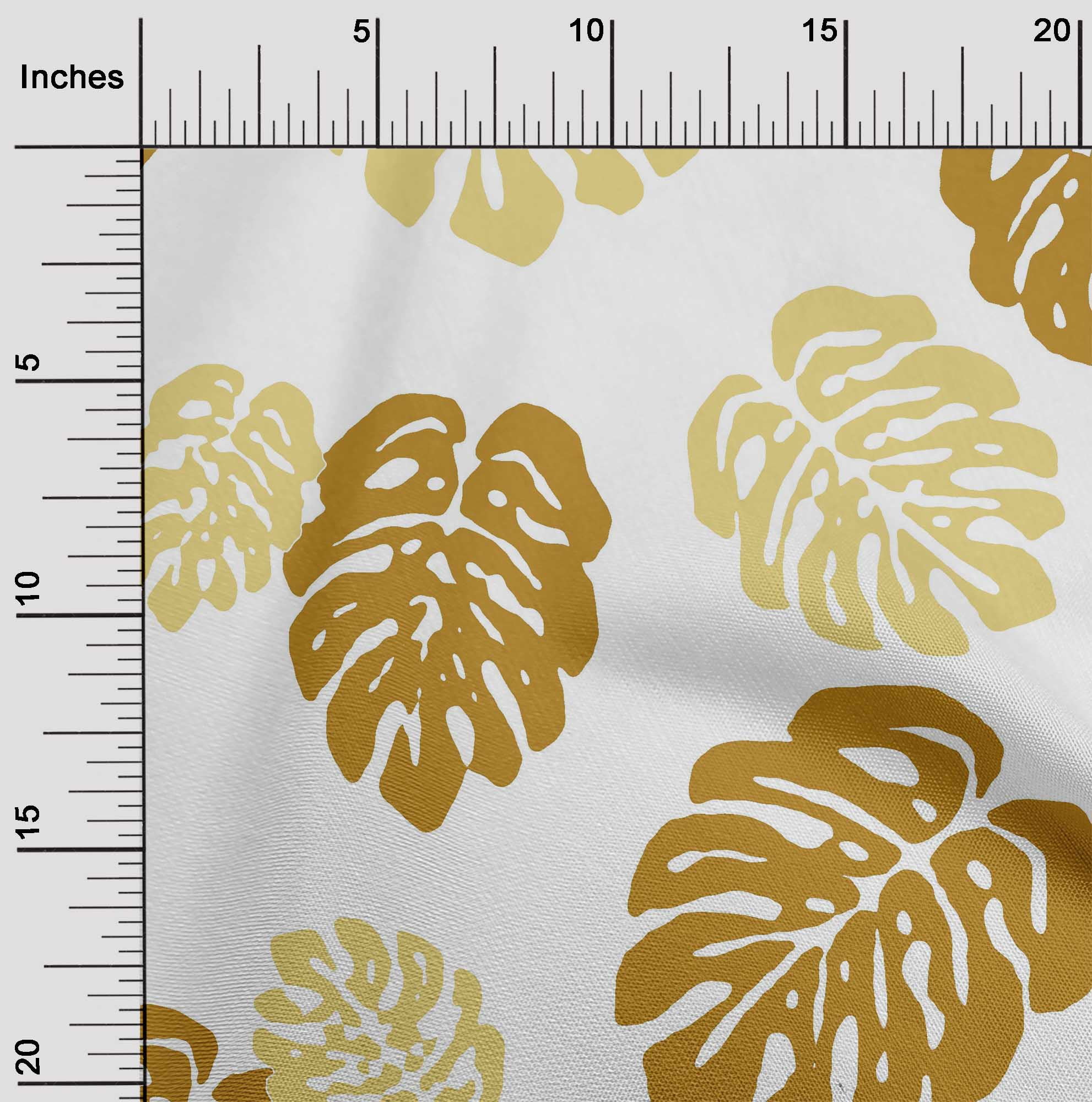 oneOone Cotton Poplin Dark Mustard Fabric Monstera Leaves Block Diy ...