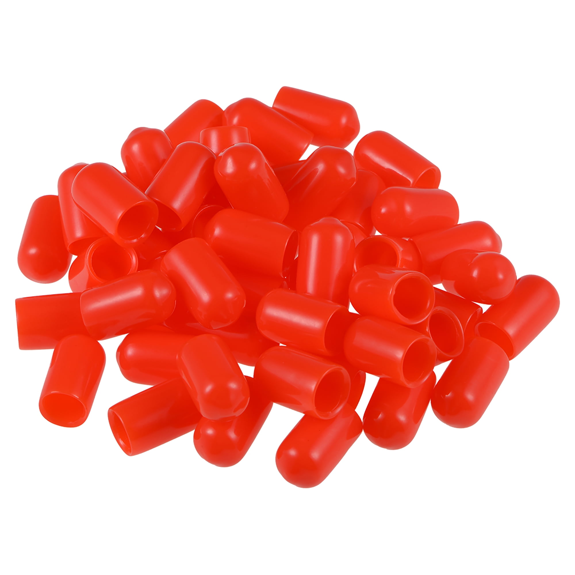 Rubber End Caps, 7mm ID Round End Cap Cover Red Screw Thread Protectors ...
