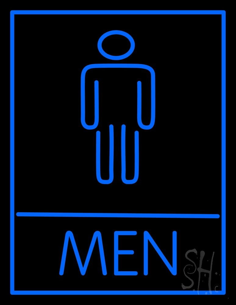 Men Restroom Bar LED Neon Sign 19 x 15 - inches, Clear Edge Cut Acrylic ...