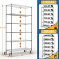 Miniyam Wire Shelving Unit with Wheels Steel, 6 Tier 2100LBS Heavy Duty ...
