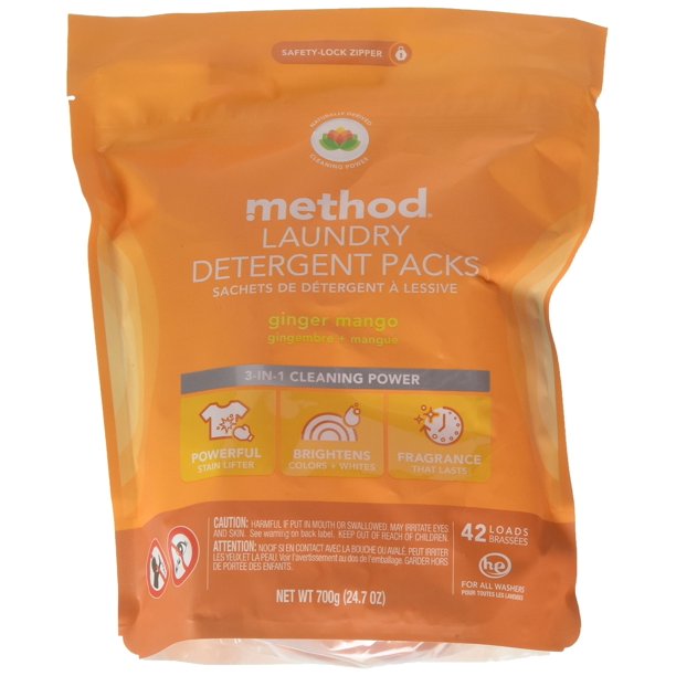 Detergente para ropa Method Ginger Mango, 42 paquetes, 1 paquete ...