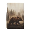 Brown Bear Kitchen Towels Set of 1, Forest Pine Tree Rustic Wild Animal ...