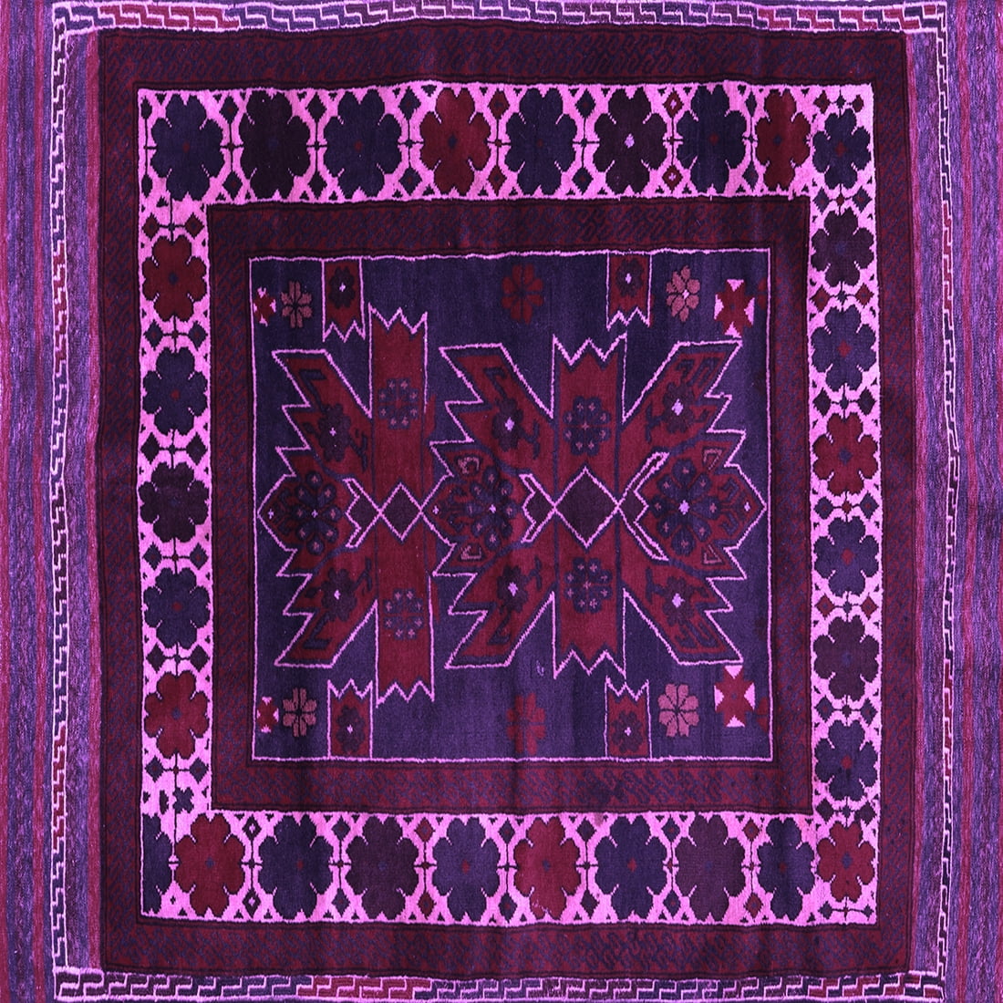 Ahgly Company Indoor Square Persian Purple Traditional Area Rugs, 6 ...