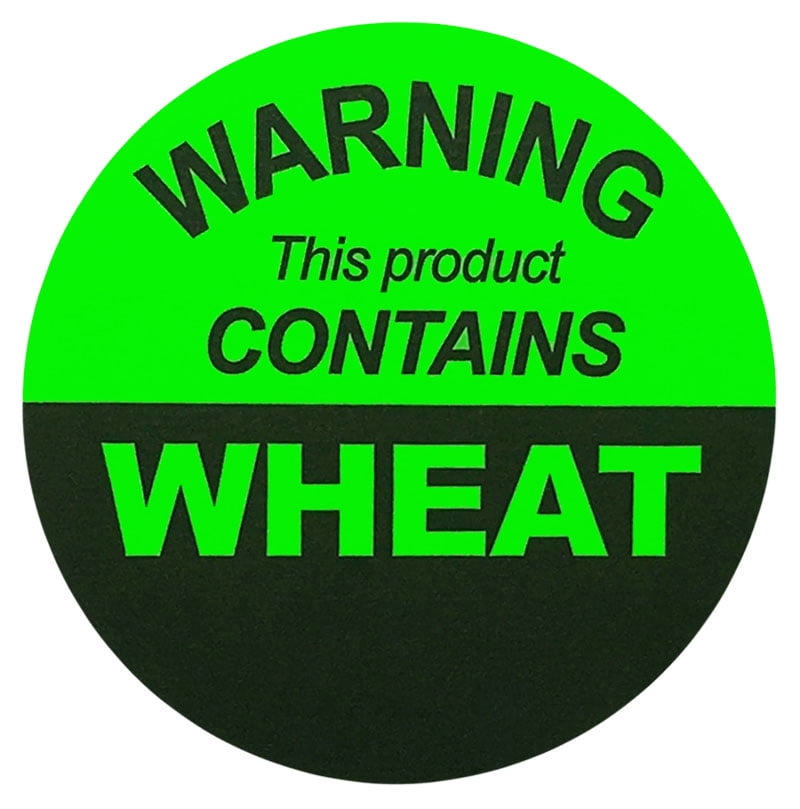 "WARNING This Product CONTAINS WHEAT" Labels | 1.5" Inch Round | 500 ...