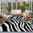 Abstract Tiger Print 4x6ft Non Slip Area Rug Black White Animal Fur ...