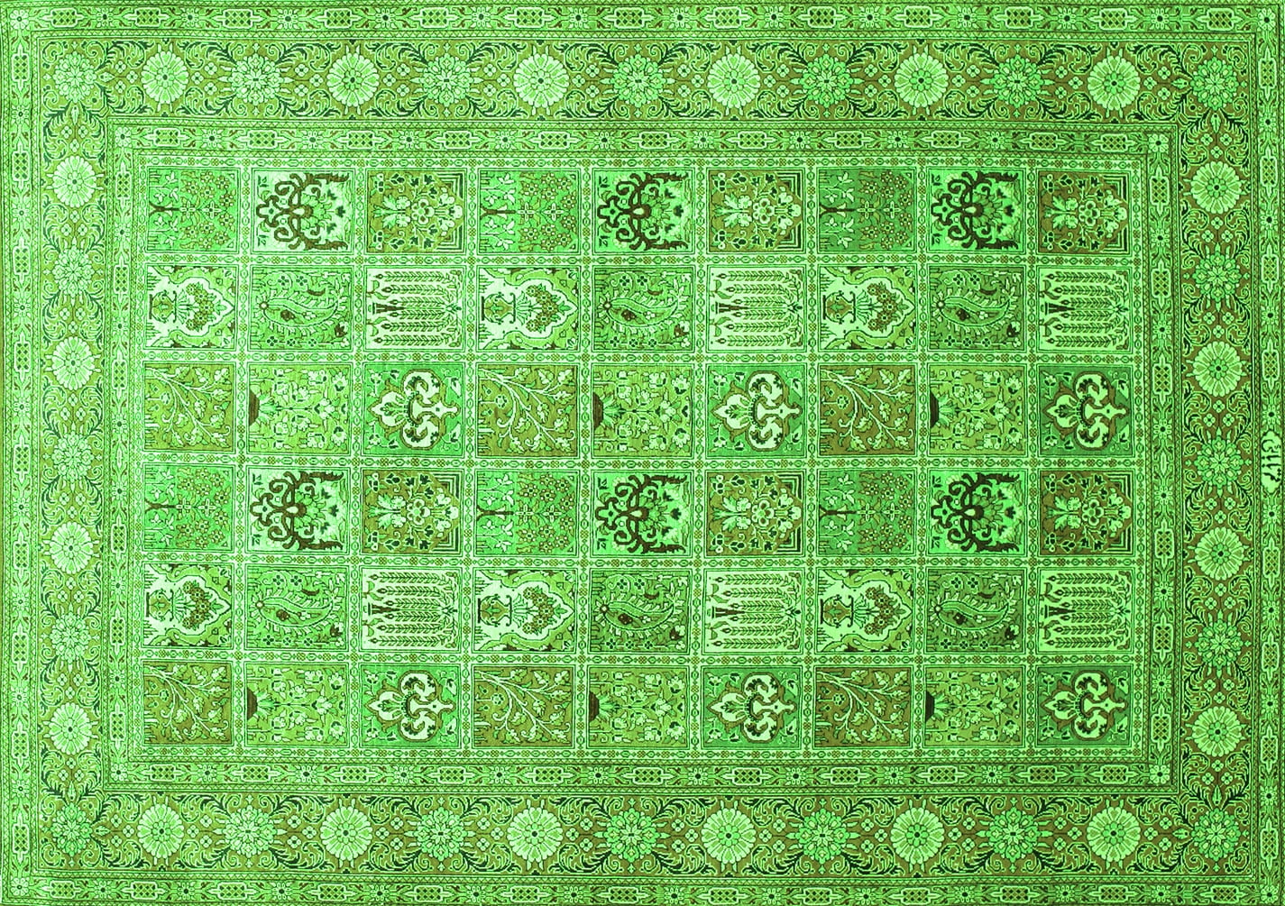 Ahgly Company Indoor Rectangle Persian Green Traditional Area Rugs, 2 ...