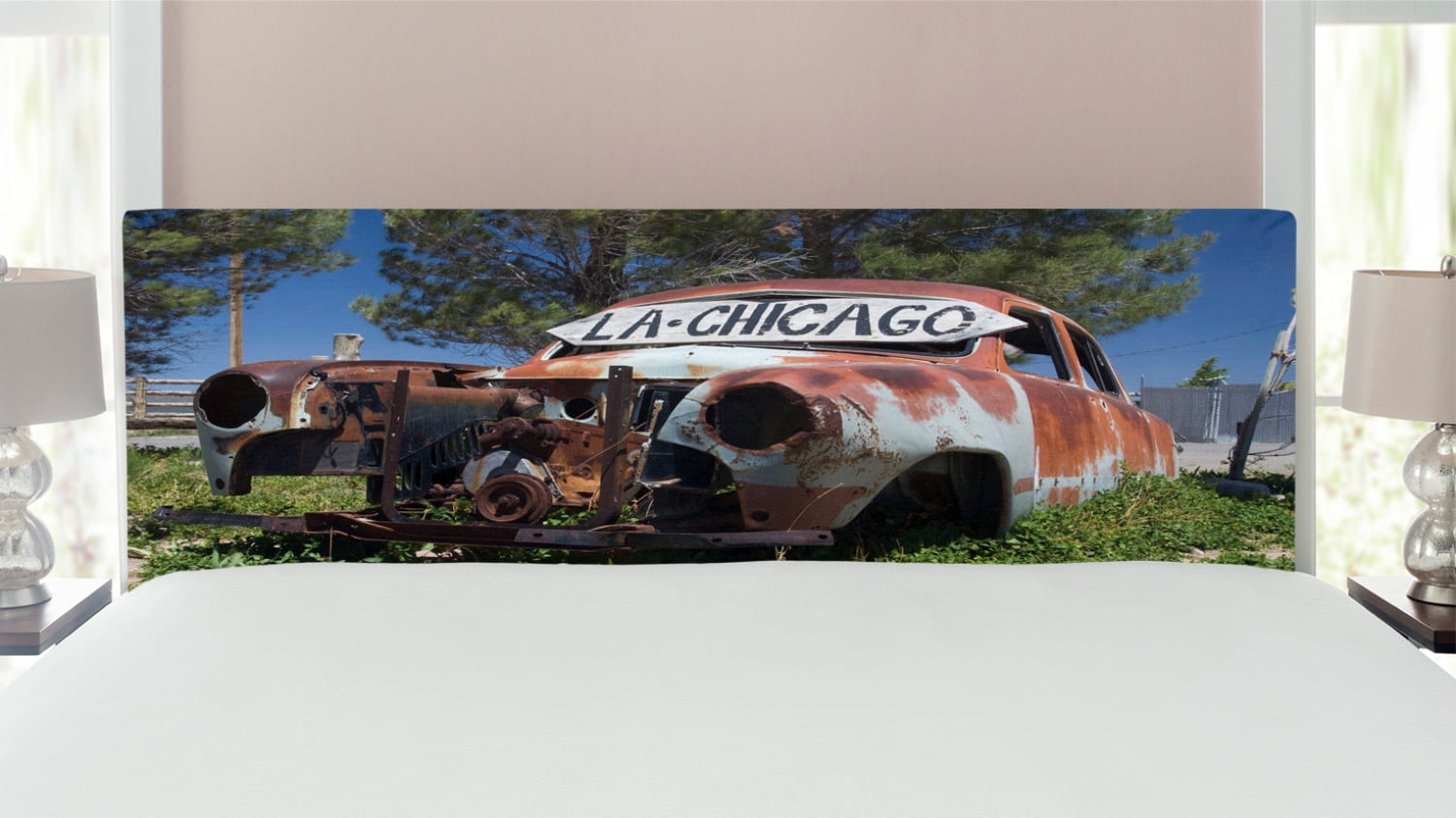 Vintage Car Headboard, Old Car Trees Greenery in the Famous Route 66 ...