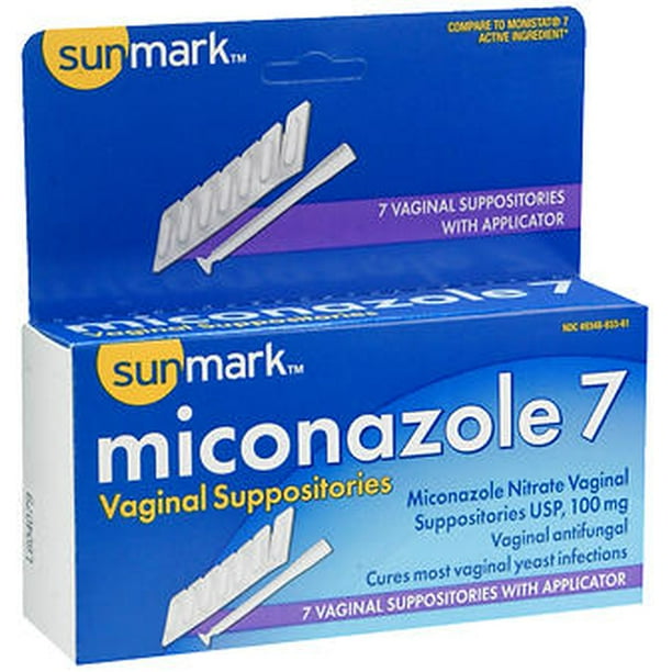Sunmark Miconazole 7 Vaginal Suppositories, 100 mg, 7 Count - Walmart ...
