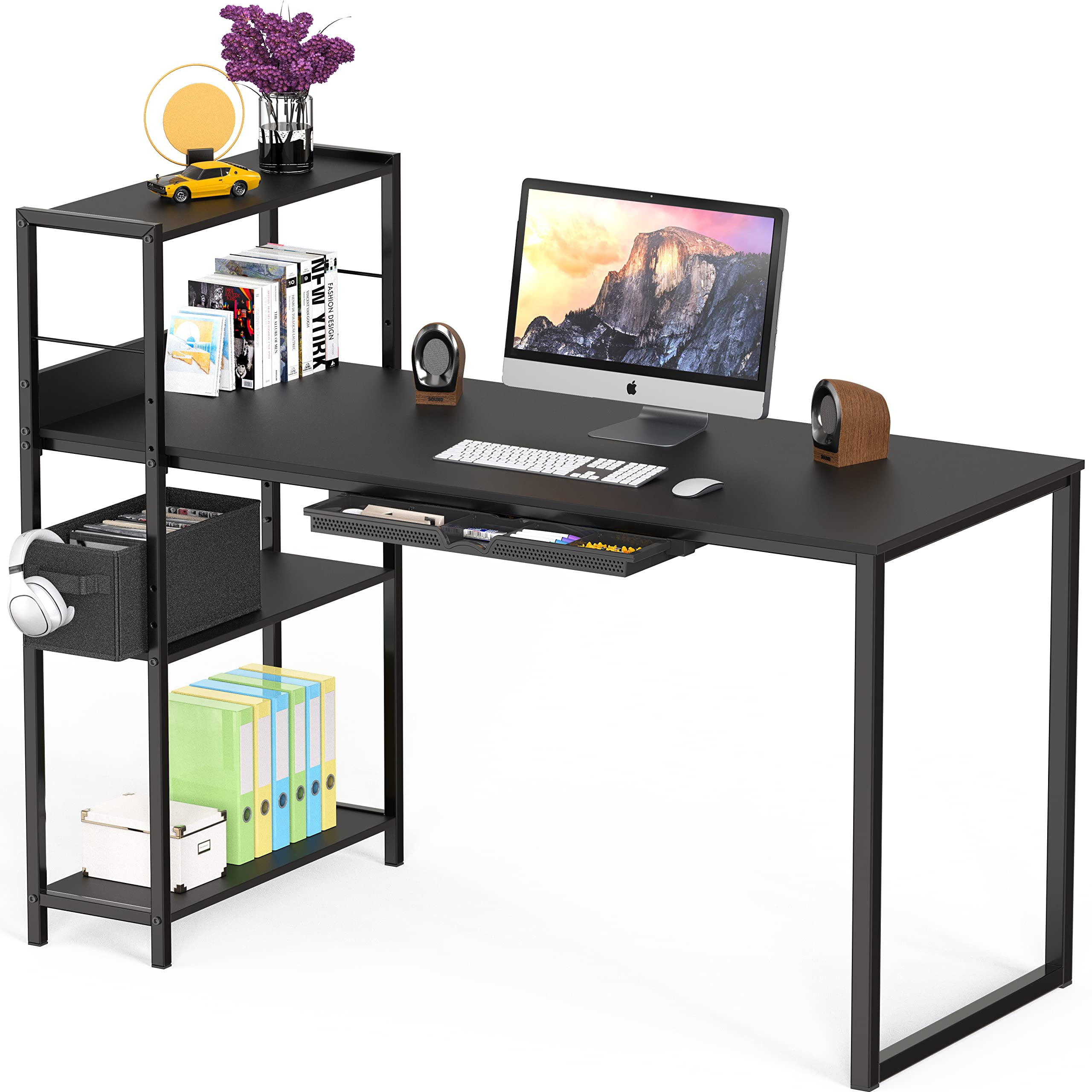 SHW 46-Inch Mission Desk with Side Shelf, Black - Walmart.com