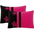 Ultra-Soft Microfiber Embroidered Floral Pink and Black Comforter Set ...