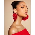Bold Red Floral Fabric Hoop Earrings For Women Formal Evening Wear ...