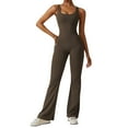 Qcmgmg Womens Jumpsuit Sleeveless Flare V Back Backless Womens