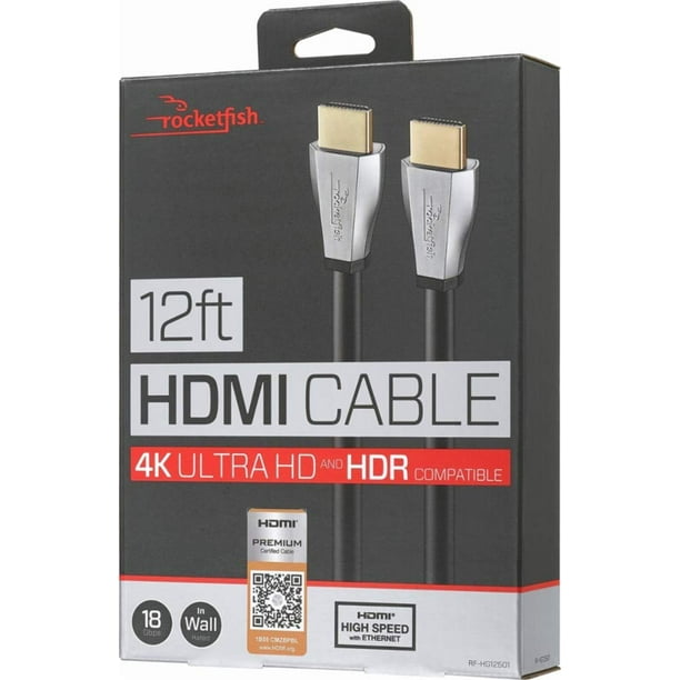 Rocketfish 12' Ft. in-Wall Hdmi Cable 18gbps Ultra Hd 4k X 2k 1080 ...