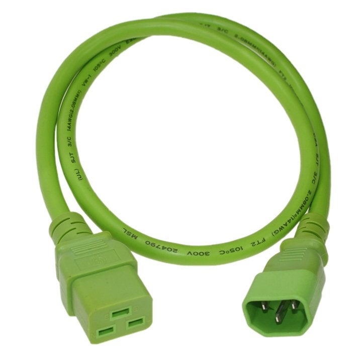 SF Cable C14 to C19 Power Cord, 3 feet - 14 AWG - Green - Walmart.com