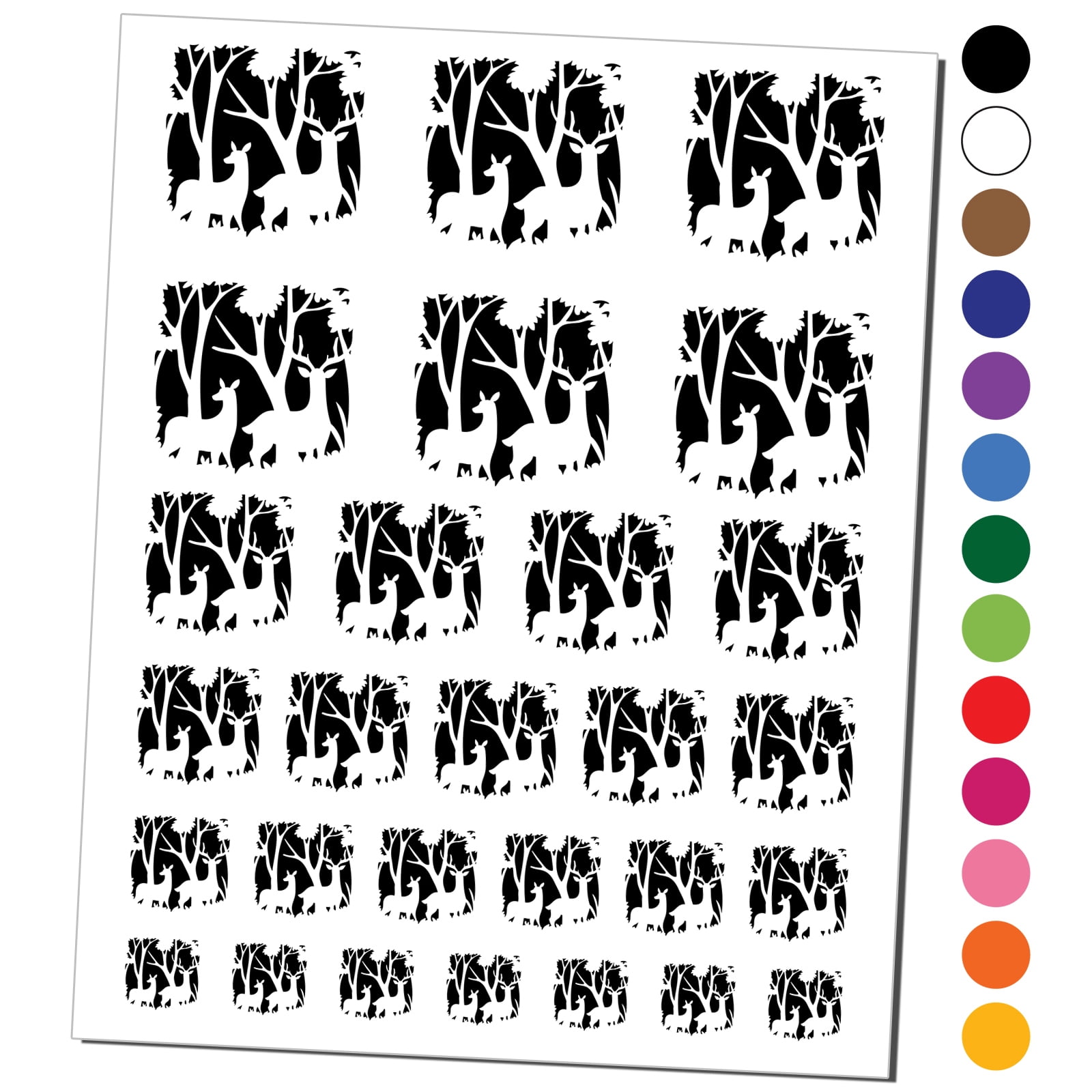 Pair of Deer Silhouette in Forest Water Resistant Temporary Tattoo Set ...