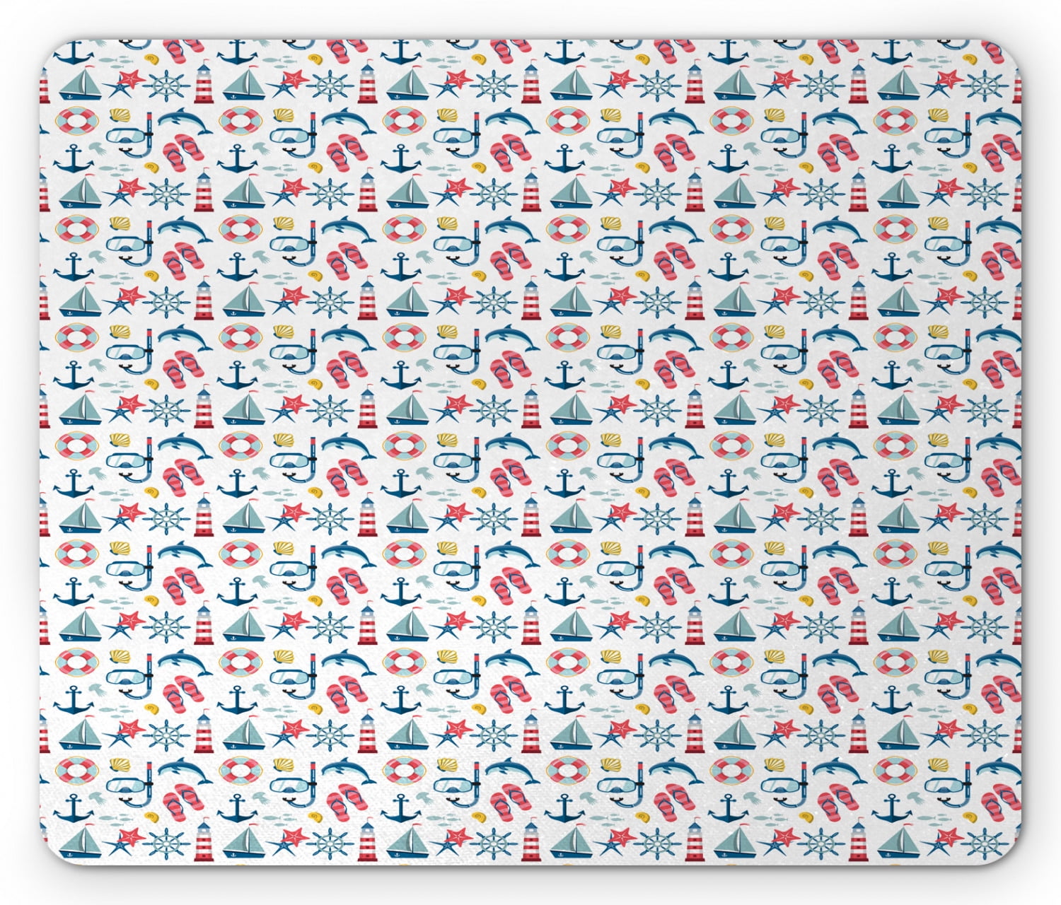 Nautical Mouse Pad, Repetitive Marine Themed Items Anchor Wheel ...