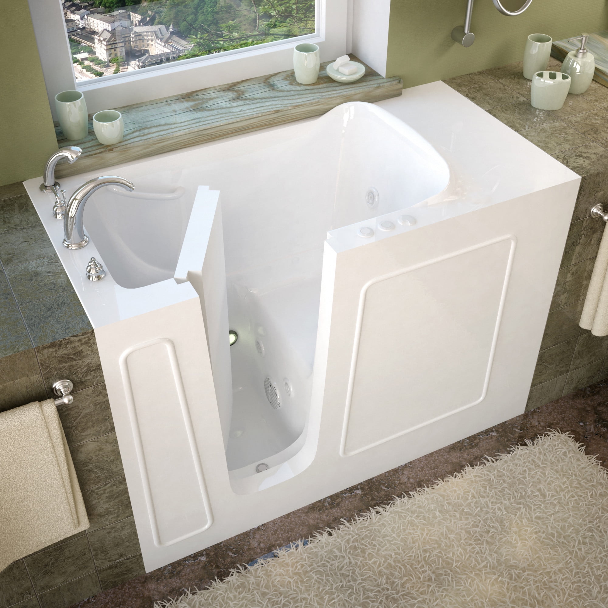 Meditub 2653Lh 53" Fiberglass Whirlpool Walk In Tub For Alcove ...