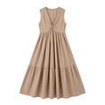 ClodeEU Women's V Neck Sleeveless Midi Dress,Casual Flowy Sundress with ...
