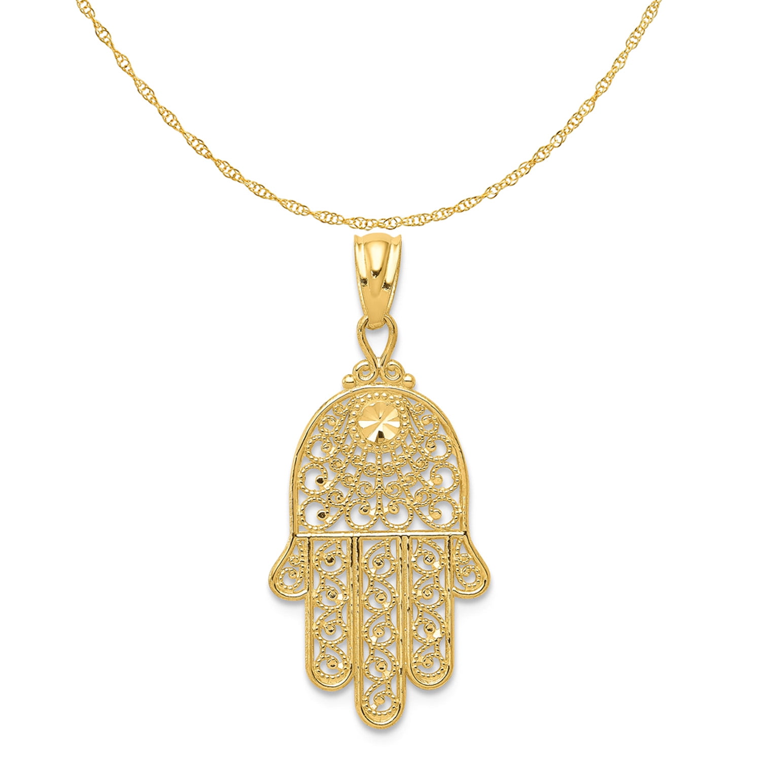 Carat in Karats 14K Yellow Gold Hand Of God Pendant Charm (25mm x 14mm ...