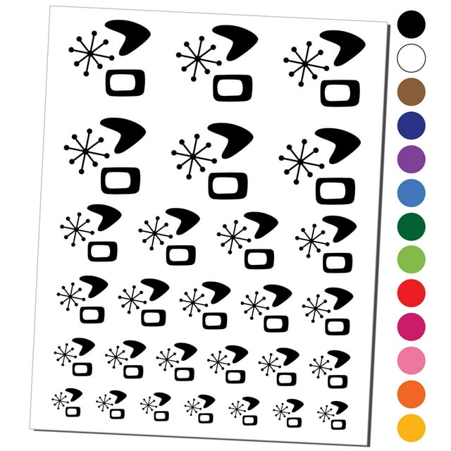 Retro Mid Century Modern Shapes Water Resistant Temporary Tattoo Set ...