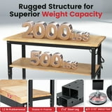 Workbench,48 inch 2 Tier Worktable,Heavy-Duty Garage Table Desk with ...